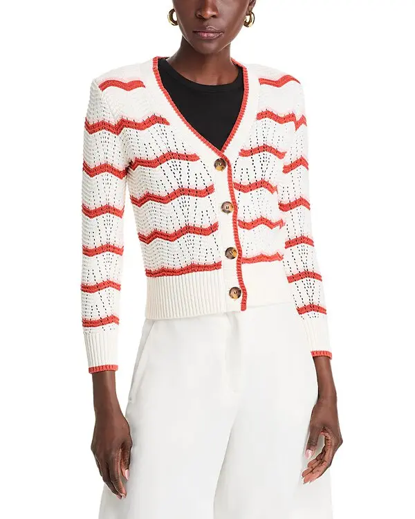 Veronica Beard Ansonia V-neck Cardigan Sweater - Off White/