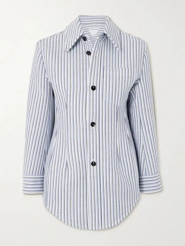 Bottega Veneta Striped Woven Shirt Jacket - Blue