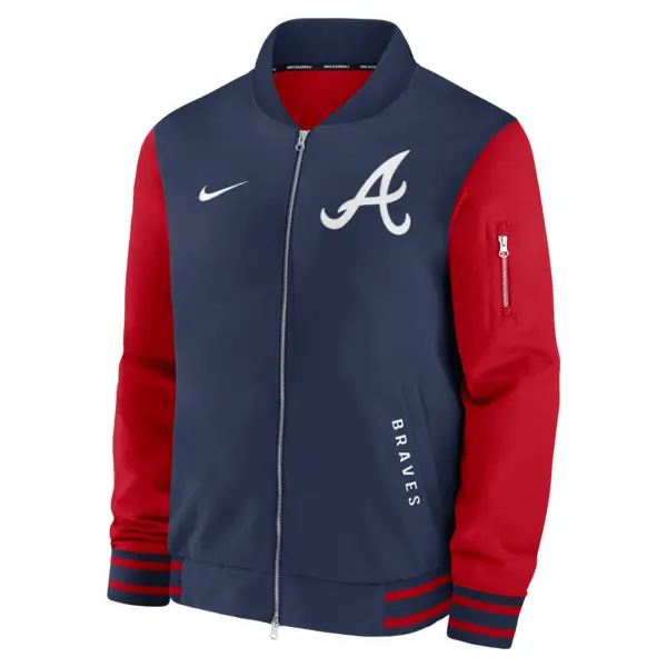 Nike Atlanta Braves Authentic Collection Dugout Mlb Full-zip Bomber Jacket - Blue