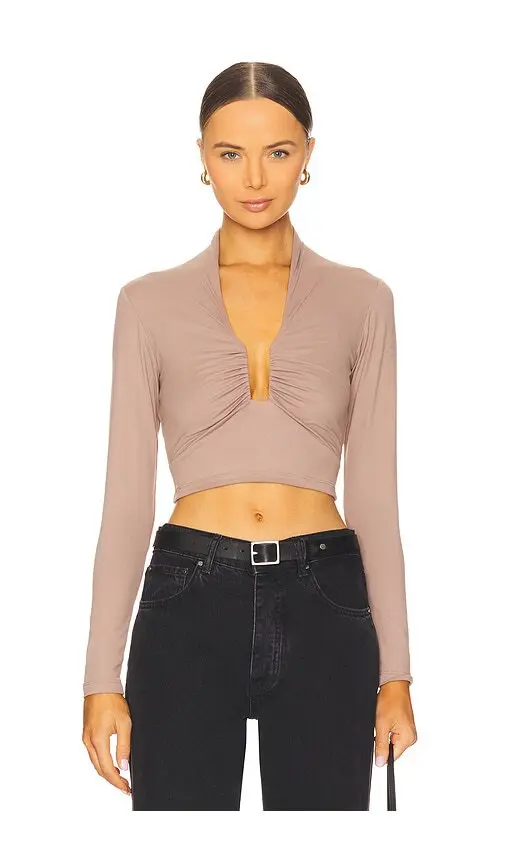 Susana Monaco Square Wire Long Sleeve Top