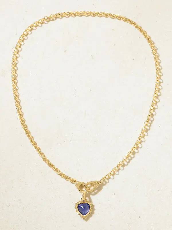 FOUNDRAE Heart 18-karat Tanzanite Pendant Necklace - Gold