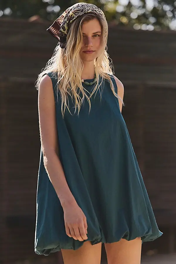 Free People Struttin' Bubble Mini Dress - Pacific