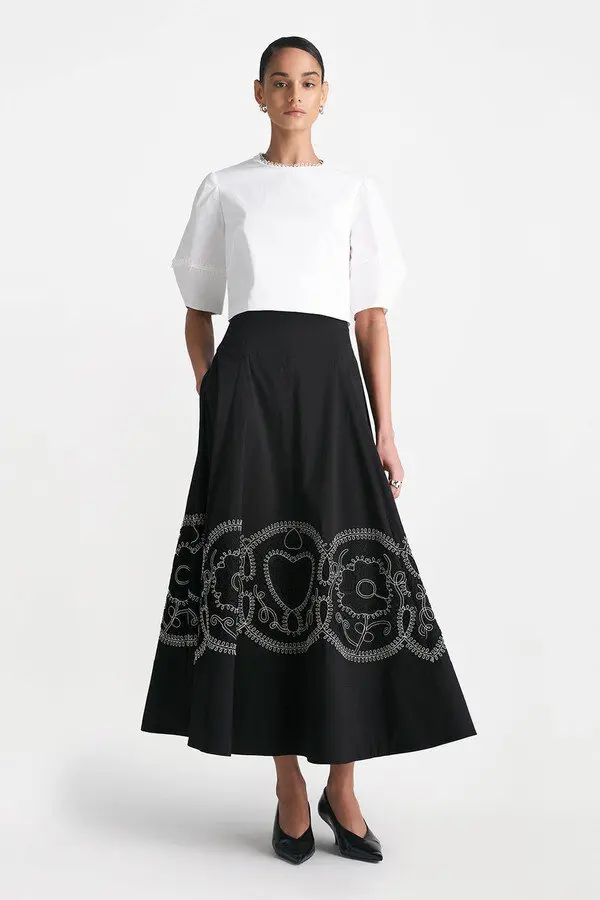 Lela Rose Heart And Flower Trim Full Skirt