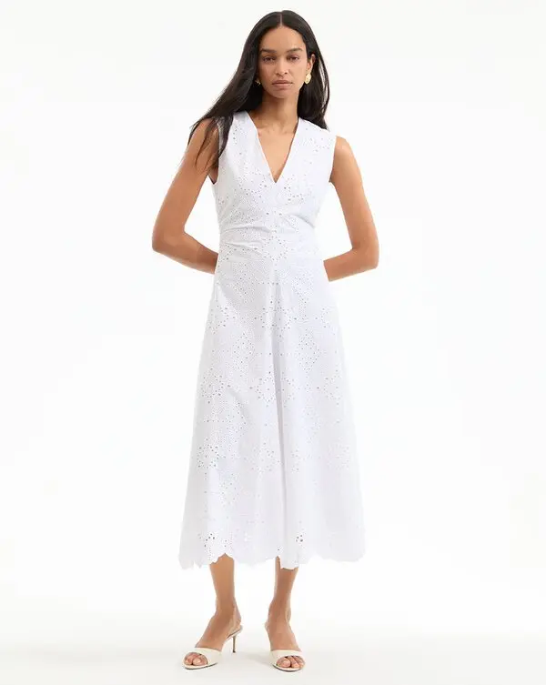 Veronica Beard Aven Eyelet Midi Dress