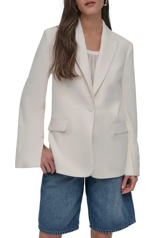 Dkny Logo Patch Blazer - Ivory | Editorialist