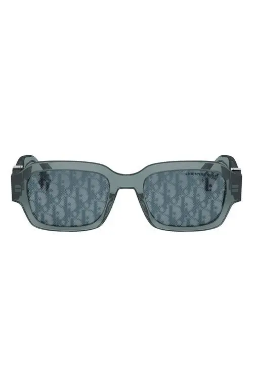 Dior Oblique S2i 52mm Rectangular Sunglasses - Shiny Blue / Blu Mirror