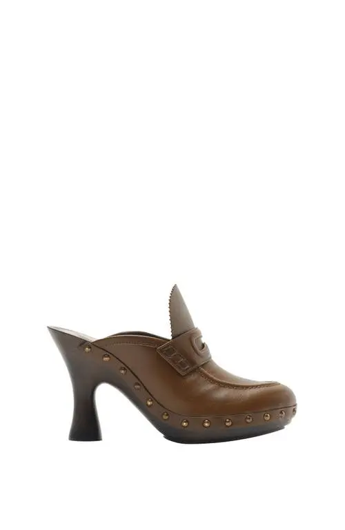 Burberry Leather Potter Clogs - Splinter