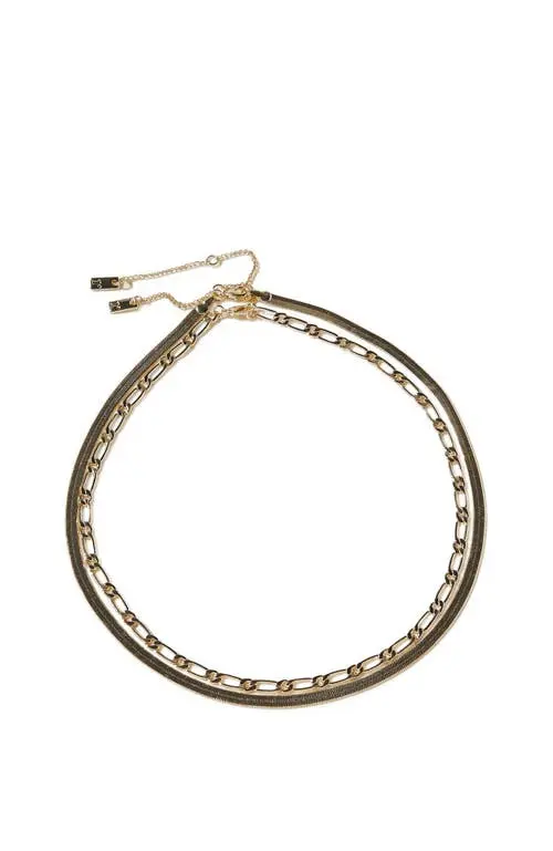 RUBI SHOES 2-pack Fine Chain Necklace - Up Gold Classic Herringbon