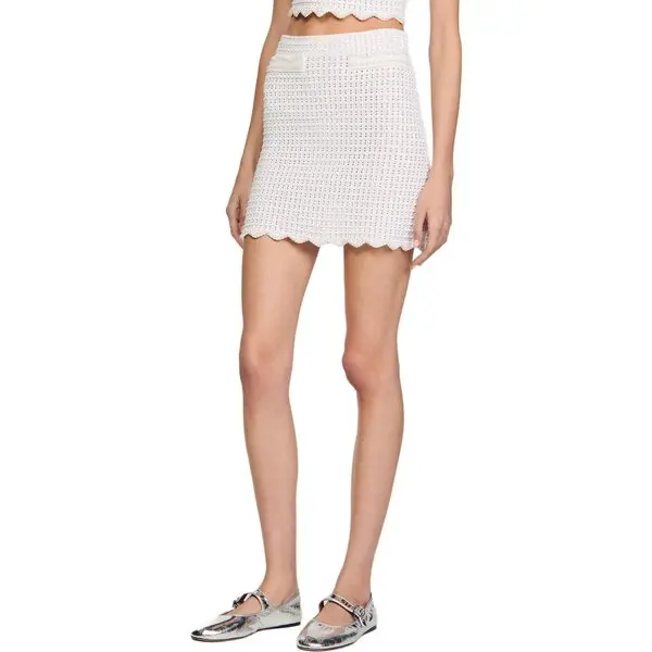 Sandro Short Beaded Knit Skirt