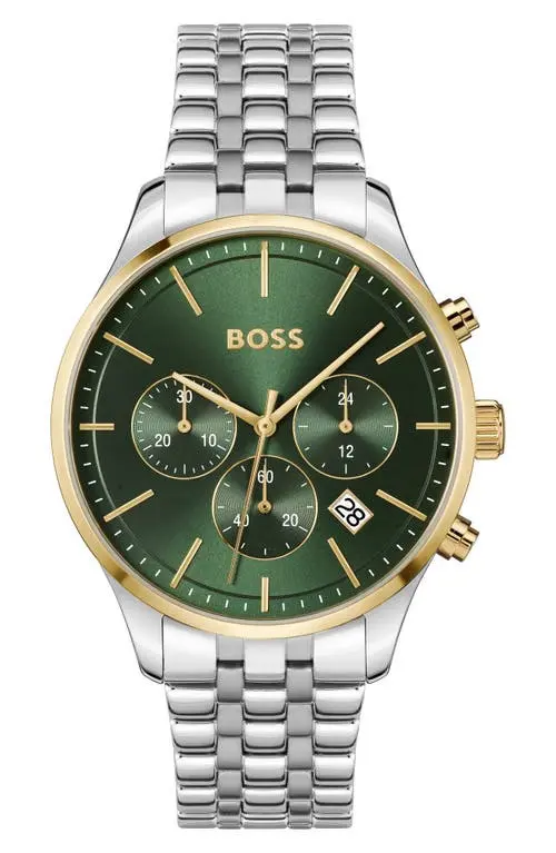 Hugo Boss Avery Chronograph Bracelet Watch - Silver/green