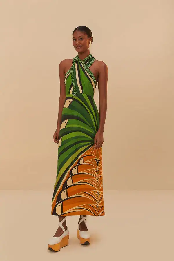 Green Toucan Tree Lenzing Ecovero Euroflax Maxi Dress