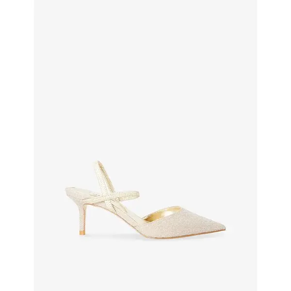 DUNE Embellished Woven Slingbacks - Gold Synthetic