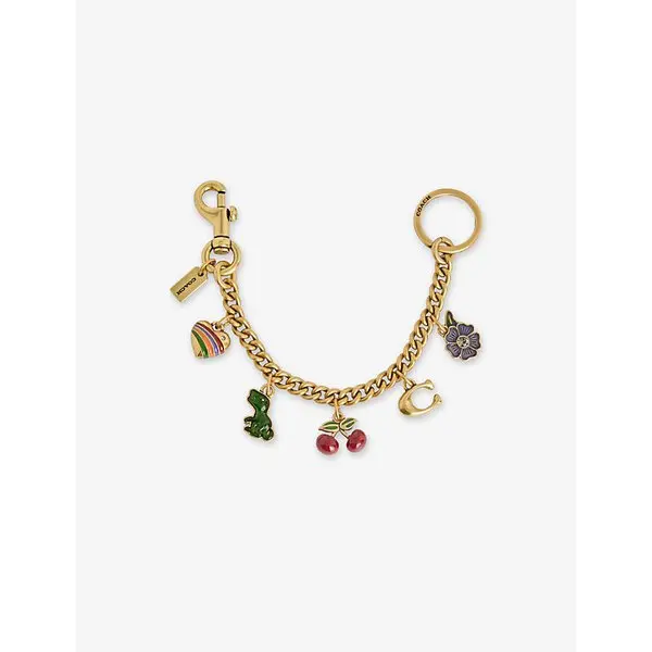 Coach Motif Yellow-gold Plated Brass Chain Bag Charm - Multi