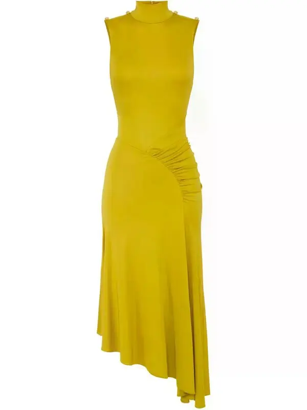 Elisabetta Franchi Asymmetric Crepe Dress - Yellow