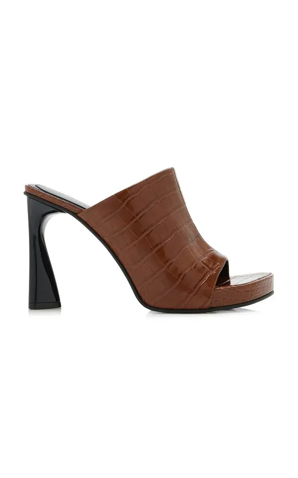 Stella McCartney Elsa Croc-effect Vegan Leather Mules - Brown
