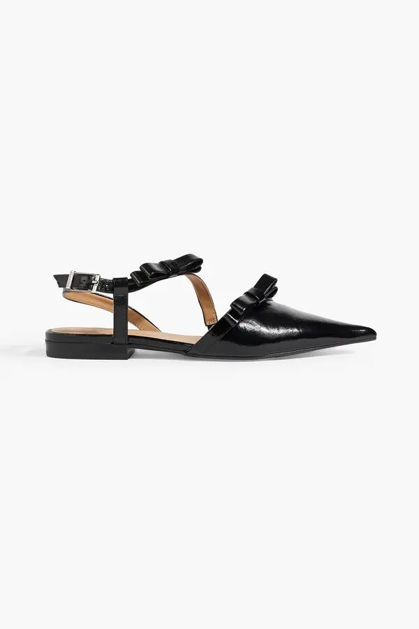 GANNI Pointed-toe Flats With Bow Detailing - Black