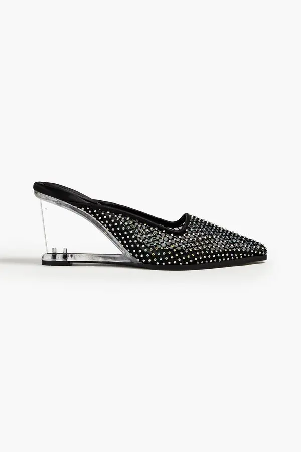 Stine Goya Crystal-embellished Mesh Wedge Mules