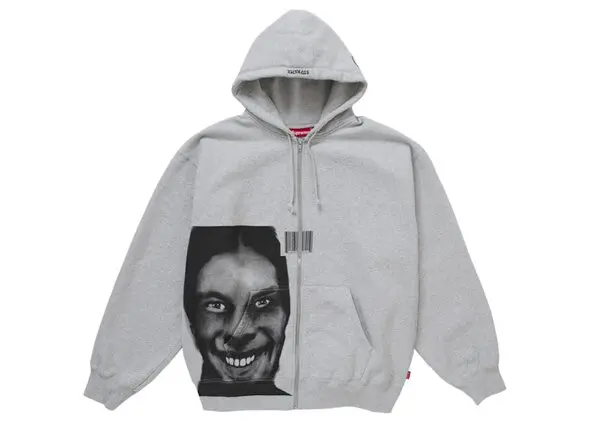 Supreme Aphex Twin Zip Up Hooded Sweatshirt - Heather Grey