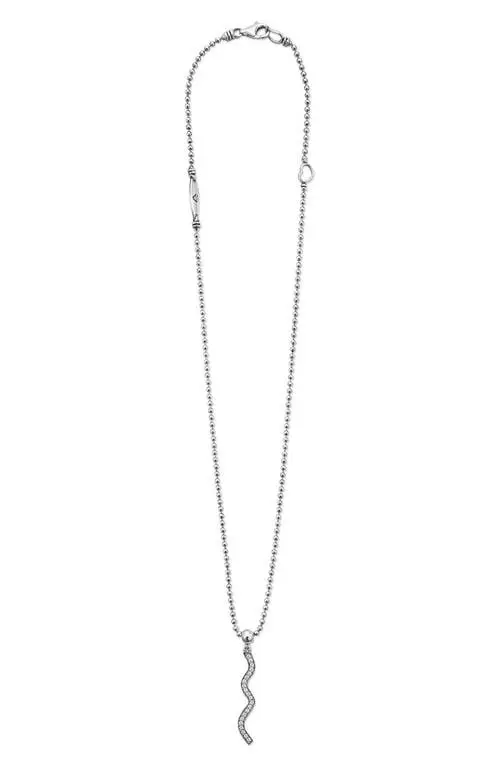 Lagos Caviar Spark Diamond Wave Pendant Necklace - Silver