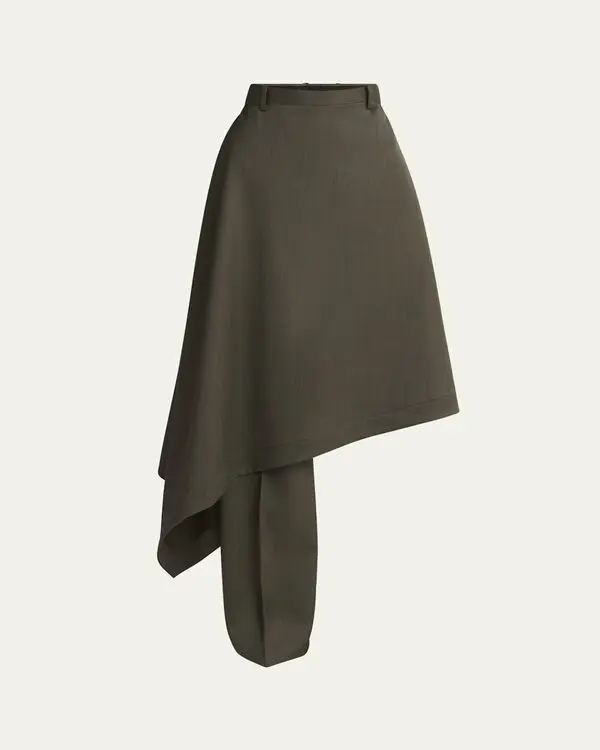 Bottega Veneta Asymmetric Skirt Trousers - Moss