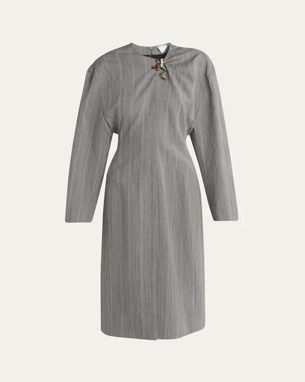 Bottega Veneta Subtle Stripe Melange Wool Dress