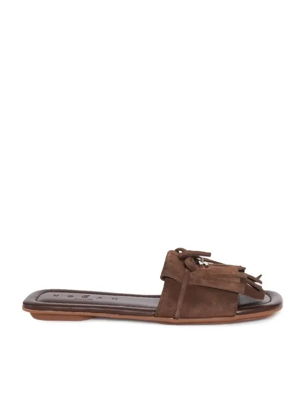 Hogan H685 Fringed Sandals - Brown