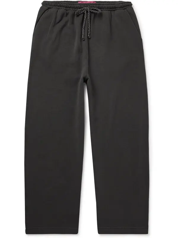 THE ELDER STATESMAN Daily Wide-leg Cotton And Cashmere-blend Jersey Sweatpants - Gray
