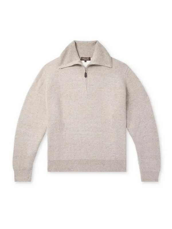 Loro Piana Linen And Cashmere-blend Zip-up Sweater - Neutrals