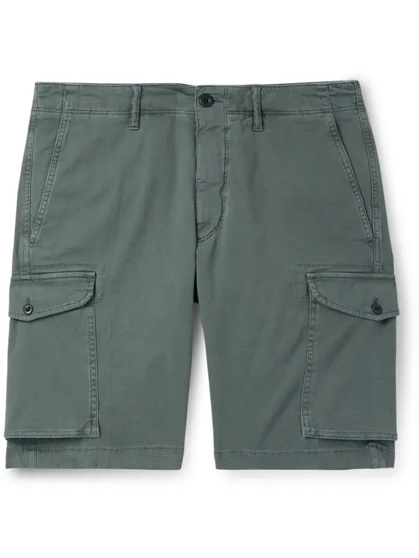 Incotex Straight-leg Textured Cotton-blend Cargo Shorts