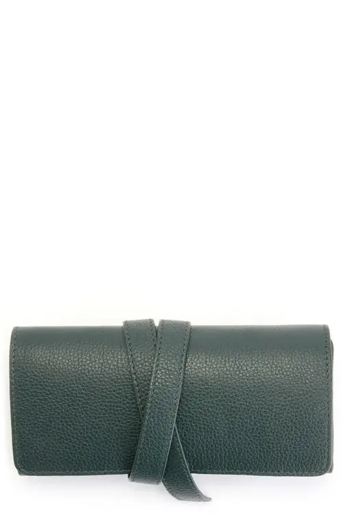 ROYCE NEW YORK Leather Tech Cord Organizer Roll - Dark Green