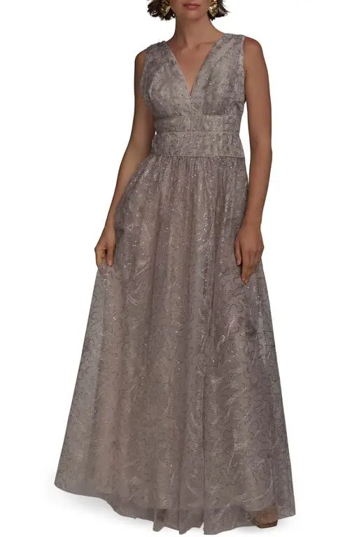 Donna Karan New York Sequin Embroidered A-line Gown