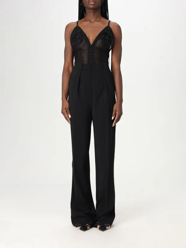 Elisabetta Franchi Lace Bodice Jumpsuit - Black