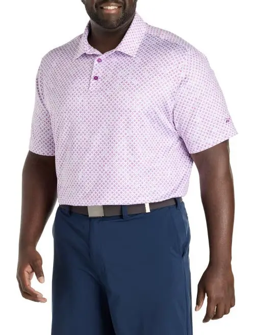 REEBOK Big & Tall Performance Diamond Print Polo Shirt - Digital Gleam