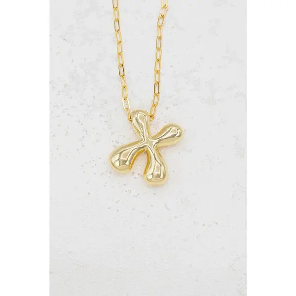 EMERSON & OLIVER Gold Plated Paperclip Chain Necklace With Letter Charm - Gold - X
