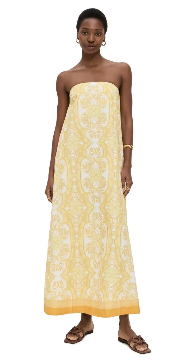 KIVARI Strapless Printed Maxi Dress