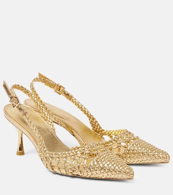 Simkhai Dylan Metallic Leather Slingback Pumps