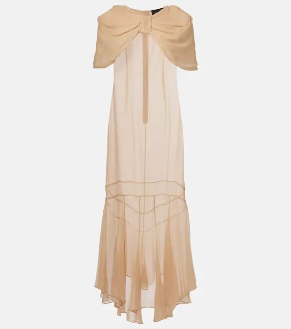 Simone Rocha Draped Silk Georgette Maxi Dress In Beige - 30% Off |  Editorialist