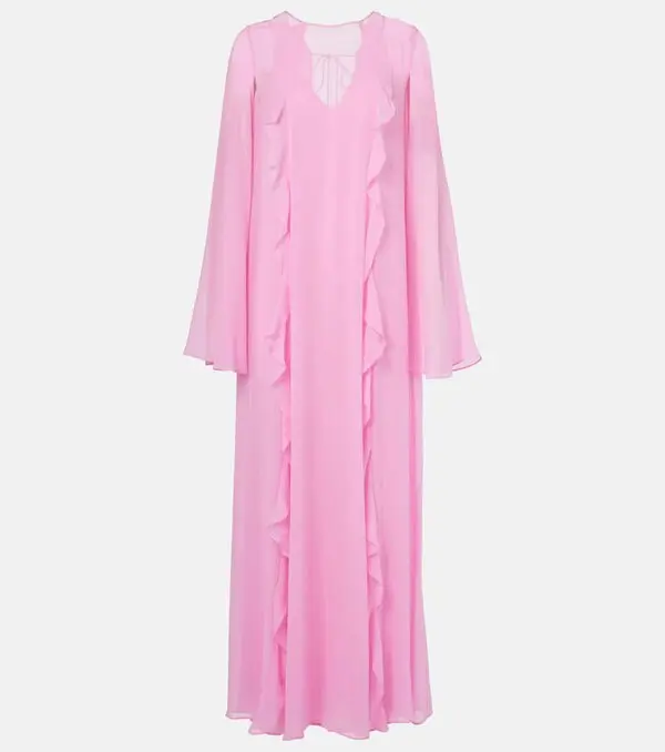 Max Mara Smirne Floral-appliqué Georgette Maxi Dress