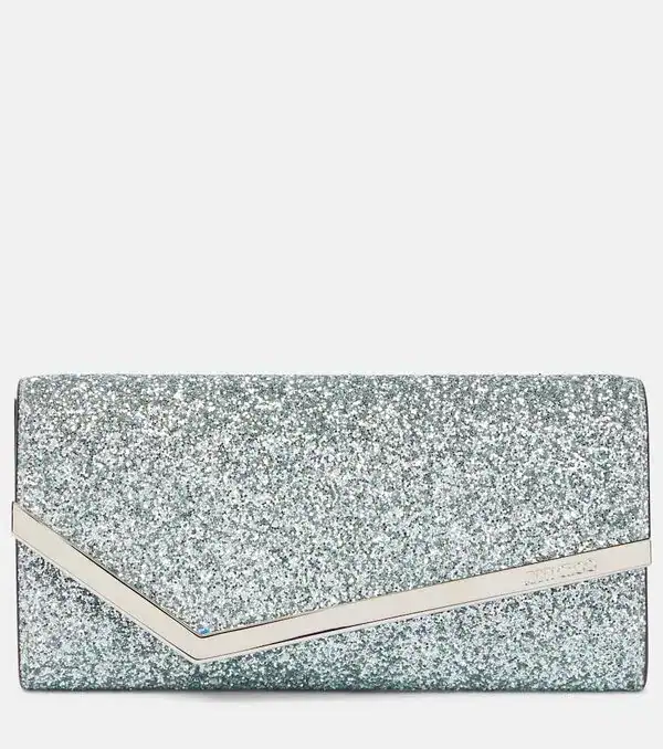 Jimmy Choo Emmie Glitter Clutch In Blue 30% Off Editorialist
