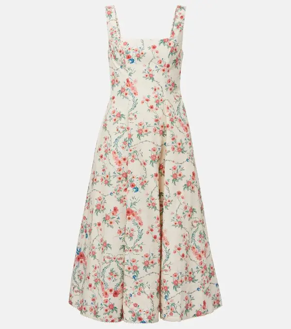 Agua Bendita Pistilo Mosqueta Cotton Midi Dress - White