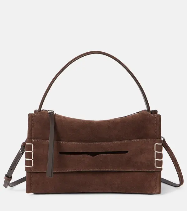 JW Anderson Loafer Small Suede Shoulder Bag - Brown