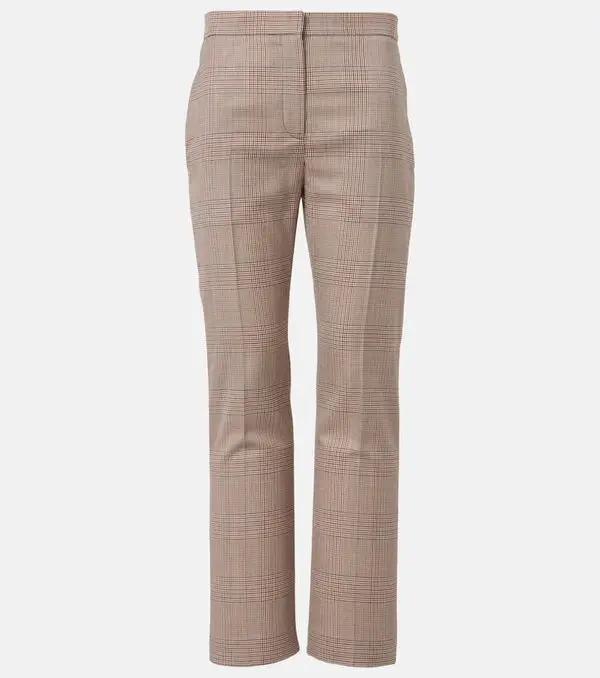 Alexander McQueen Kickback Checked Wool Flared Trousers - Neutrals