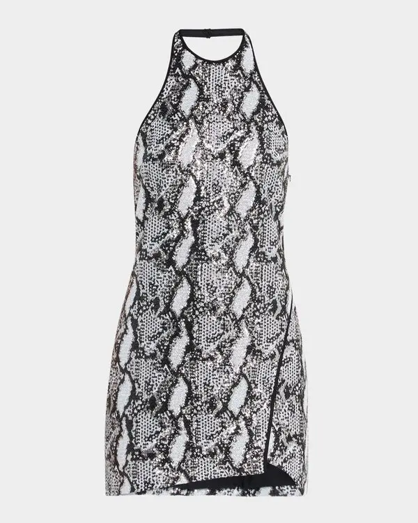 IRO PARIS Allany Sequined Mini Dress - Blackwhitesilver