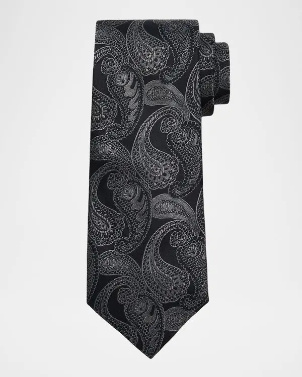 Brunello Cucinelli Paisley Neck Tie - Medium Grey Anthracite