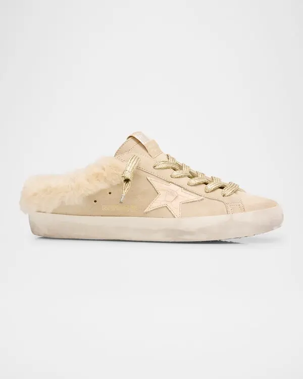 Golden Goose Super-star Sabot Suede Shearling Sneakers