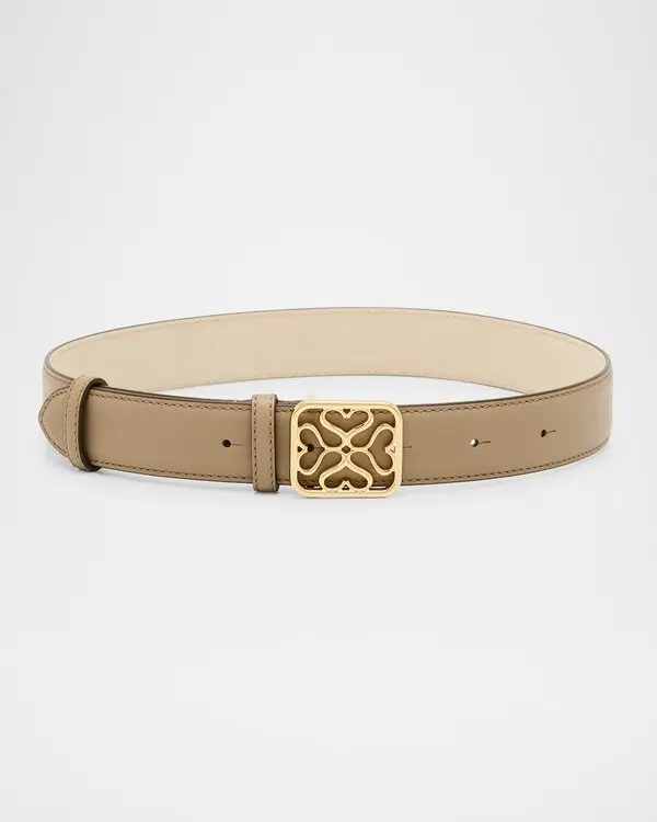 Strathberry Monogram Leather Belt - Macadamia
