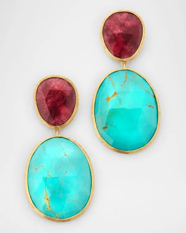 Marco Bicego Lunaria Earrings With Thulite And Turquoise - Multi