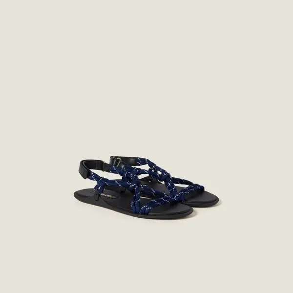 Miu Miu Riviere Cord And Leather Sandals - Baltic Blue