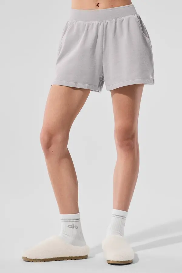 Alo Yoga Washed Low Key Sweat Short - Grey Sky Wash