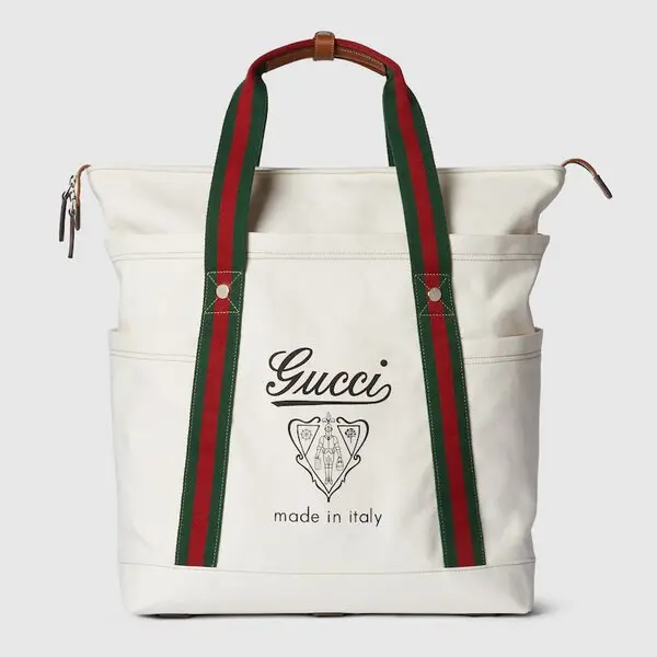 Gucci Printed Canvas Large Tote Bag